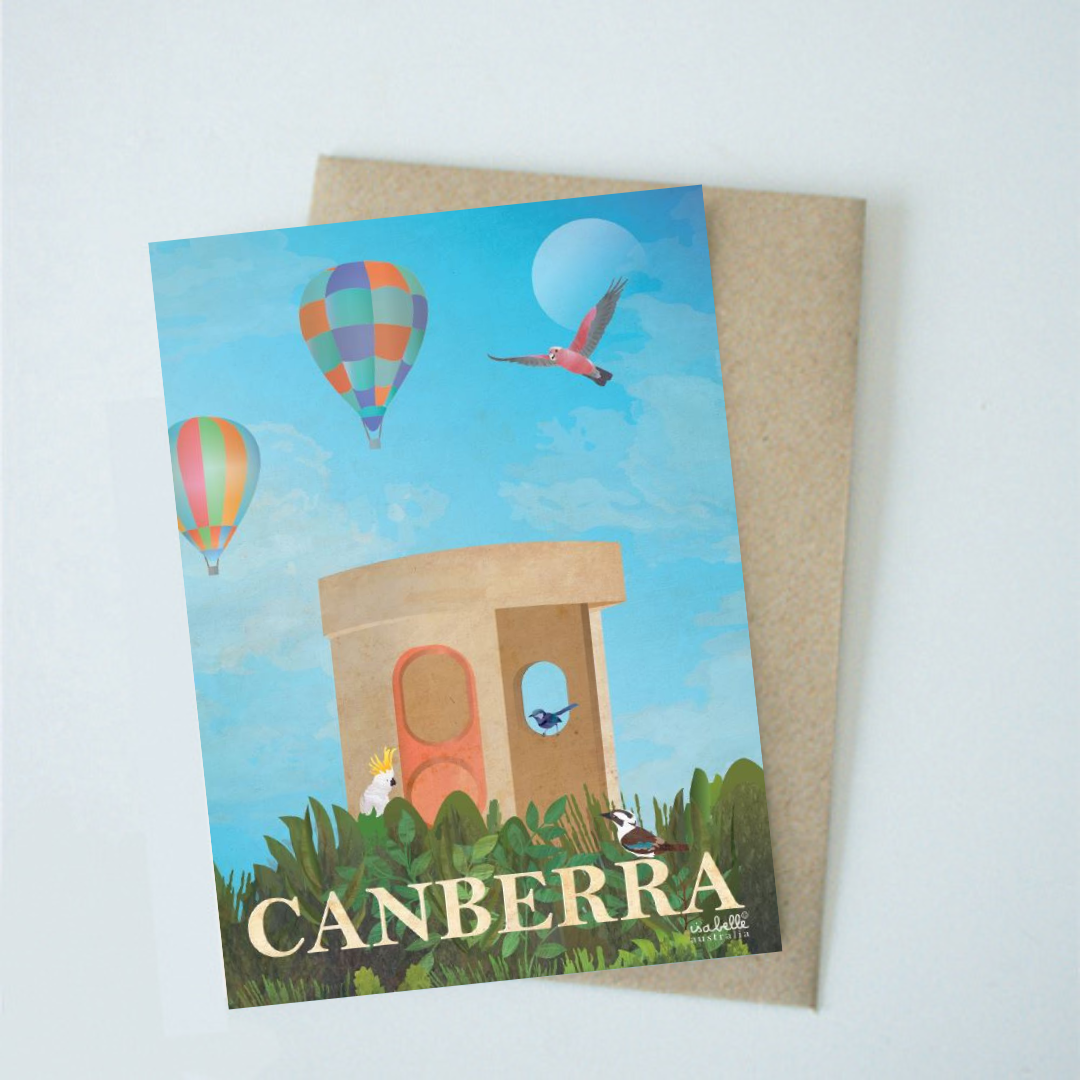 Canberra Bus Stop Greeting Card - Hot Air Balloon - Made in Australia ...