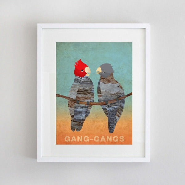 Australian Native Bird Art - Gang Gang Couple Print – La Source Australia